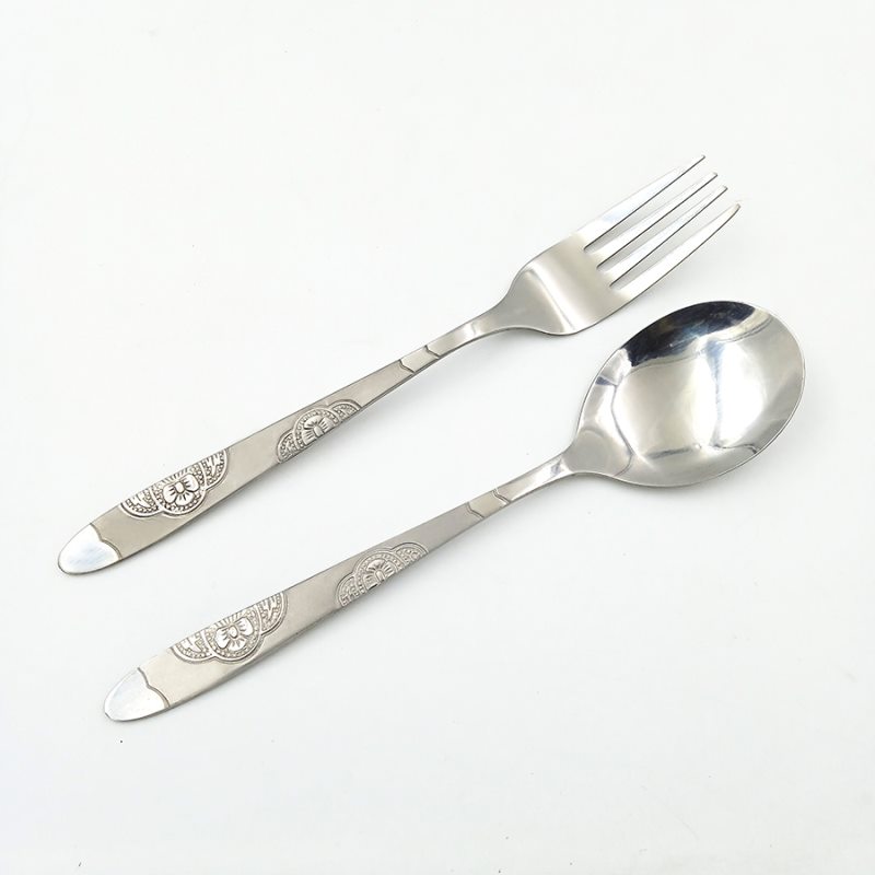 SS7002 sandblasted handle 410 stainless steel spoon and fork - Spoon ...