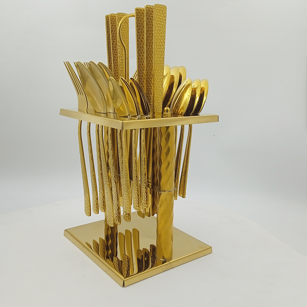 24pcs gold cutlery set with stand packing - 24pcs/36pcs/48pcs ...